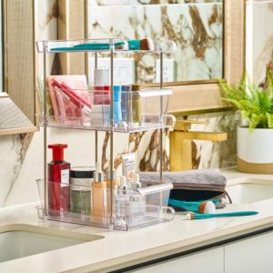 3 Tier Clear Under Bathroom Sink Organizer Pull Out Drawer | Bathroom Cabinet Organizer Under Sink | Under Vanity Organizer | Medicine Cabinet Storage | Bathroom Counter Organizer | (2 Pack)