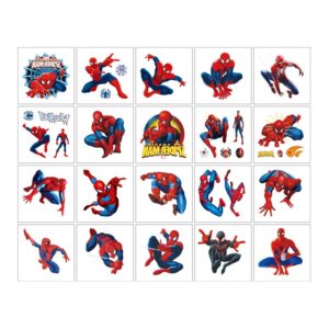 JCQAYB 40pcs Spider Temporary Tattoos for Kids,Spider Birthday Party Supplies Favors Decorations Cute Fake Tattoos Stickers Spider Party Decorations