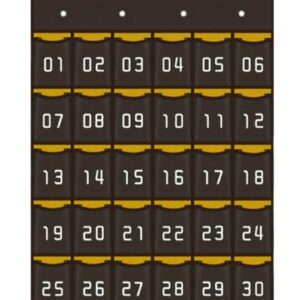 Numbered Hanging Pocket Chart, Classroom Mobile Phone Bag Digital Pocket, Wall Door Hanging Organizer for Teacher Student Hanging Cards Cell Phones Sundries (Fuchsia, 30 Pockets)