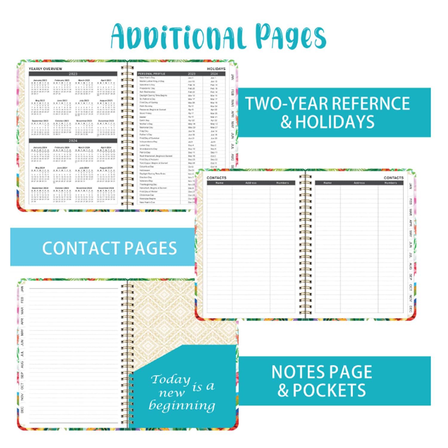 2023-2024 Planner - Weekly & Monthly Planner with Monthly Tabs, July 2023 to June 2024Daily Planner Yearly Agenda Calendar Organizer, Hardcover Elastic Closure (Bird01)