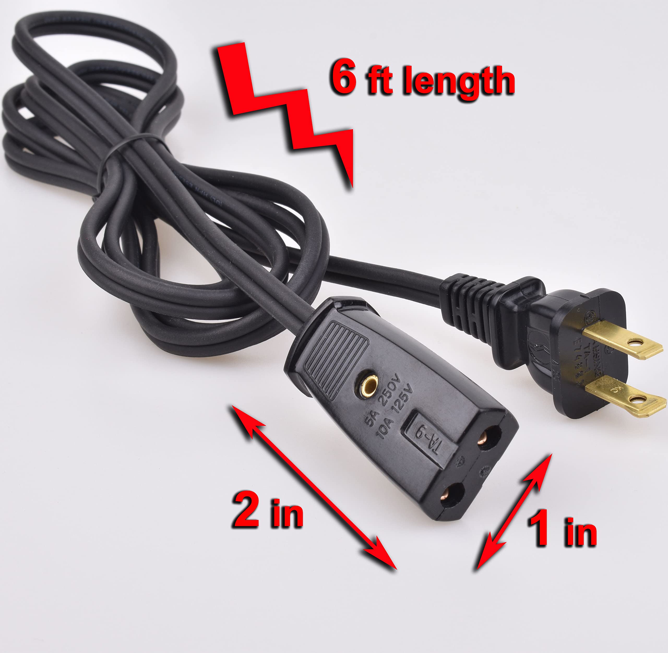 6ft Power Cord for Coffee Maker Suitable for West Bend Coffee Urn 58002 58036 – New Electric Cord 2 Pin - Coffee Pot Electric Cord Replacement Part Crockpot Wire