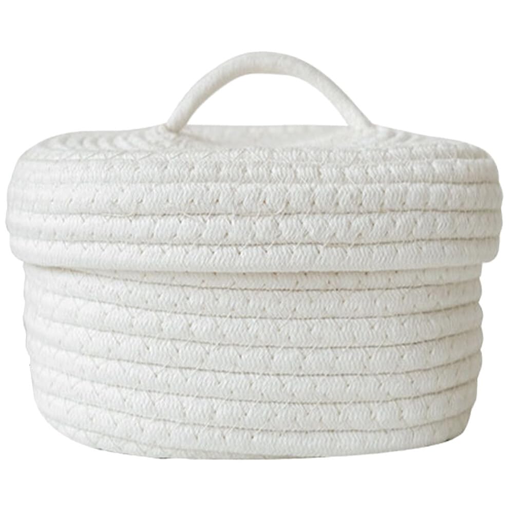 Amosfun Basket Cotton Rope Woven Basket Multi-Functional Household Woven Container Nordic Style Storage Basket Hamper