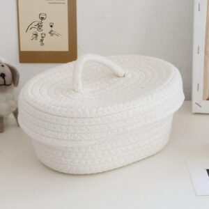 Amosfun Basket Cotton Rope Woven Basket Multi-Functional Household Woven Container Nordic Style Storage Basket Hamper