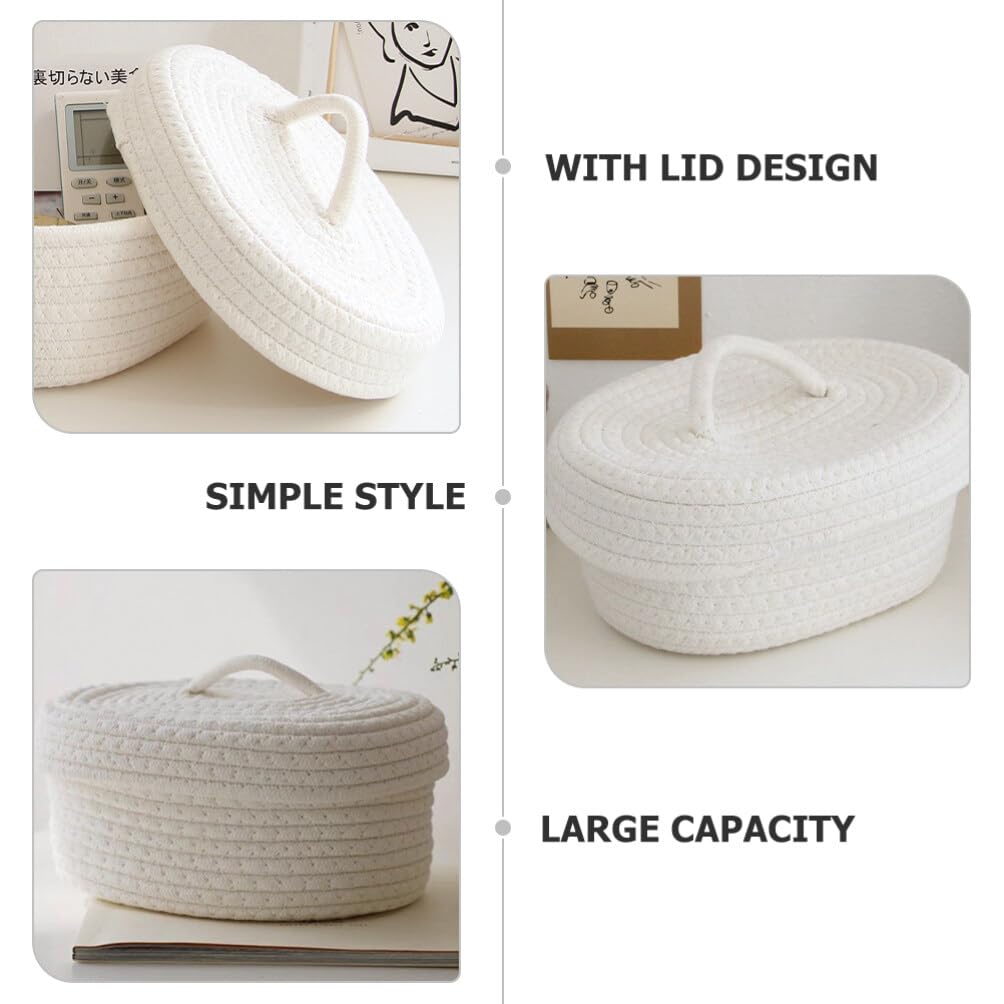 Amosfun Basket Cotton Rope Woven Basket Multi-Functional Household Woven Container Nordic Style Storage Basket Hamper