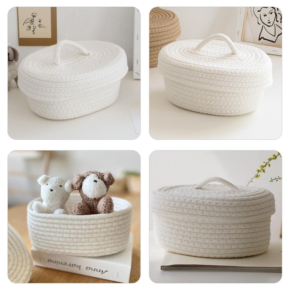 Amosfun Basket Cotton Rope Woven Basket Multi-Functional Household Woven Container Nordic Style Storage Basket Hamper