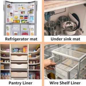 PABUSIOR Shelf Liners White Drawer Liner 14 inch Wide - Non-Adhesive, Waterproof, Kitchen Cabinets Liners for Pantry,Cupboard, (14 x 96 Inch)