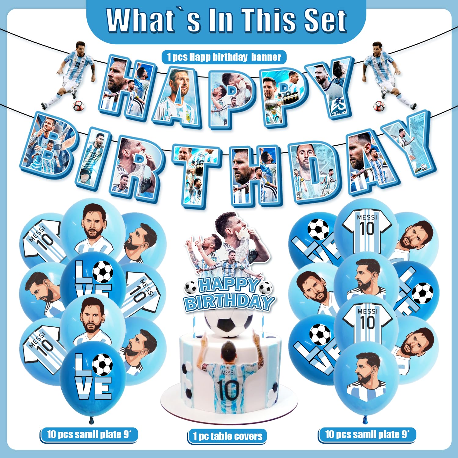 Soccer Themed Birthday Party Supplies, Soccer Birthday Party Decorations Includes Banner, Balloons, Cake Toppers, Football Party Favors Soccer Party Decorations for Kids Adults Birthday Party Favors