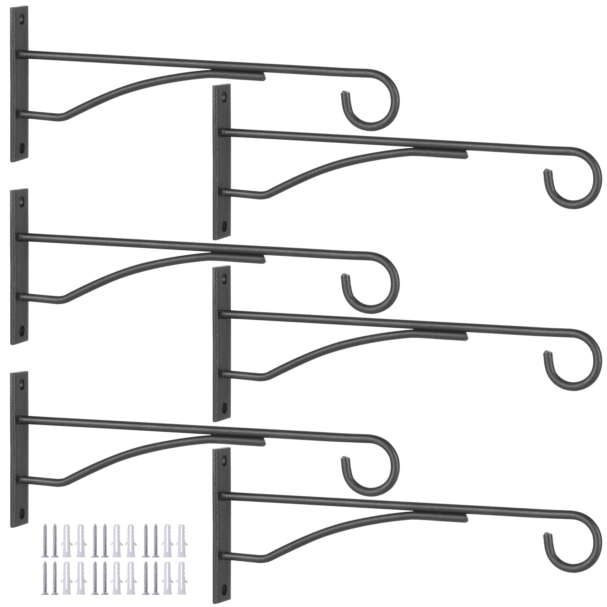 Eyrosa 8" Plant Hangers 6 Pack, Hanging Plant Bracket for Wall Fence Porch Outdoor Indoor, Metal Plant Hooks for Basket, Flower, Planter, Feeder, Lantern, Wind Chime