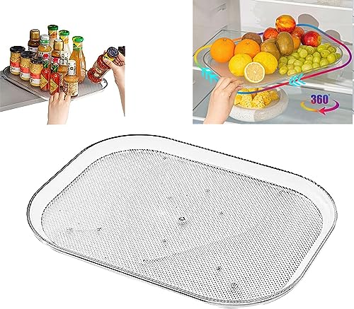 Square Lazy Susan Organizer for Refrigerator,Clear Rotating Lazy Susan Spice Organizer for Cabinet,Dining Table,Pantry,Countertop,Fridge,Kitchen (1pcs)