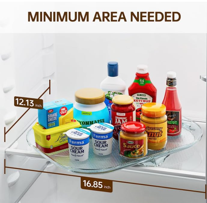 Square Lazy Susan Organizer for Refrigerator,Clear Rotating Lazy Susan Spice Organizer for Cabinet,Dining Table,Pantry,Countertop,Fridge,Kitchen (1pcs)