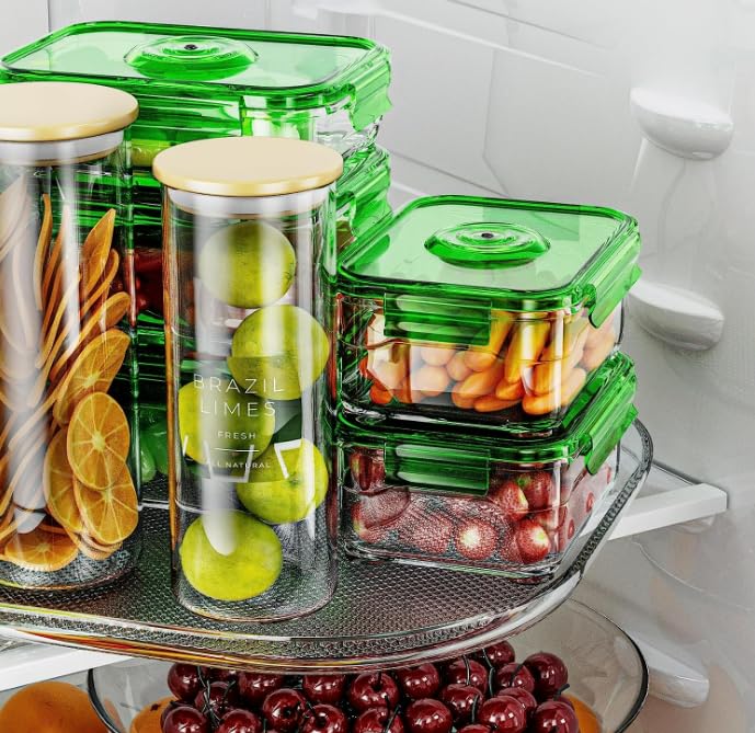 Square Lazy Susan Organizer for Refrigerator,Clear Rotating Lazy Susan Spice Organizer for Cabinet,Dining Table,Pantry,Countertop,Fridge,Kitchen (1pcs)