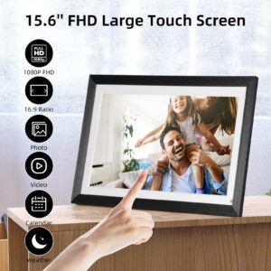 Electric Picture Frame, Digital Album Wood Shell HD IPS Panel for Bedroom (US Plug)