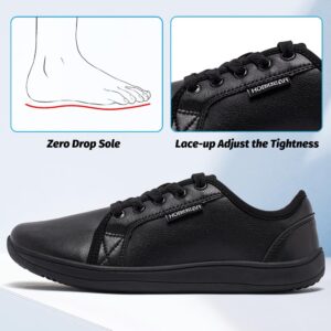 HOBIBEAR Barefoot Shoes Women Mens Minimalist Sneakers Zero Drop Sole Casual Shoes with Wide Toe Box Lightweight Comfortable All Black