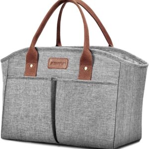 Lunch Bags for Women Insulated Thermal Lunch Tote Bag Durable Large Lunch Box Container Drinks Holder for Adults Men Work College Picnic Beach Park, Grey