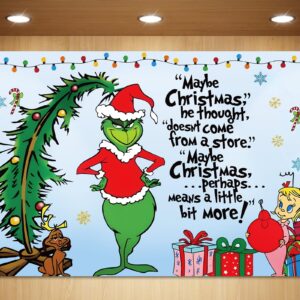 Sunwer Merry Grinchmas Photo Booth Backdrop Christmas Green Elf Winter Holiday Party Decor Xmas Indoor Outdoor Wall Hanging Background Decoration Supply (5.9×3.6ft)