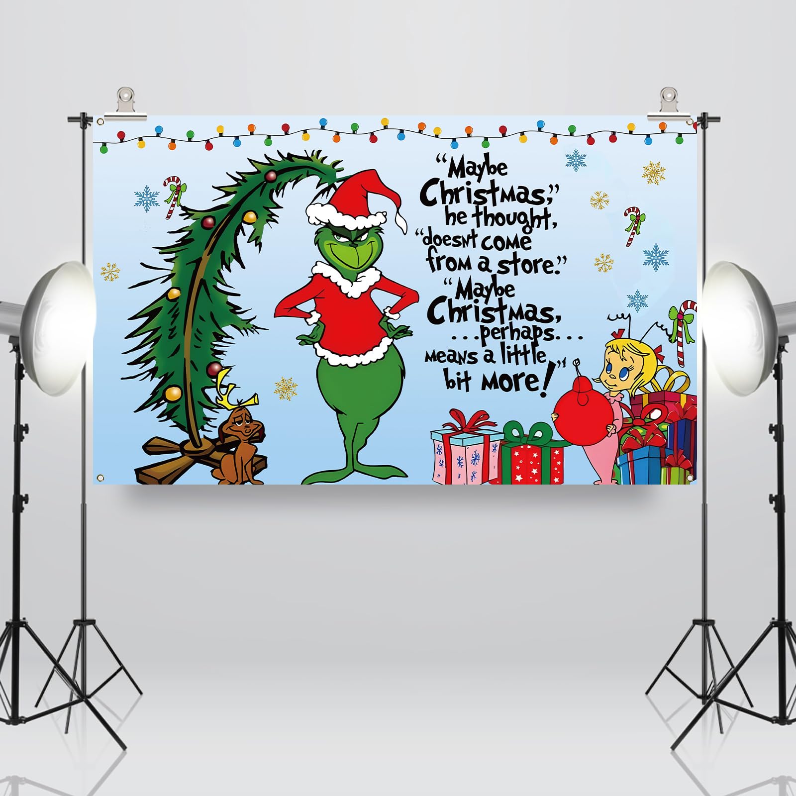 Sunwer Merry Grinchmas Photo Booth Backdrop Christmas Green Elf Winter Holiday Party Decor Xmas Indoor Outdoor Wall Hanging Background Decoration Supply (5.9×3.6ft)