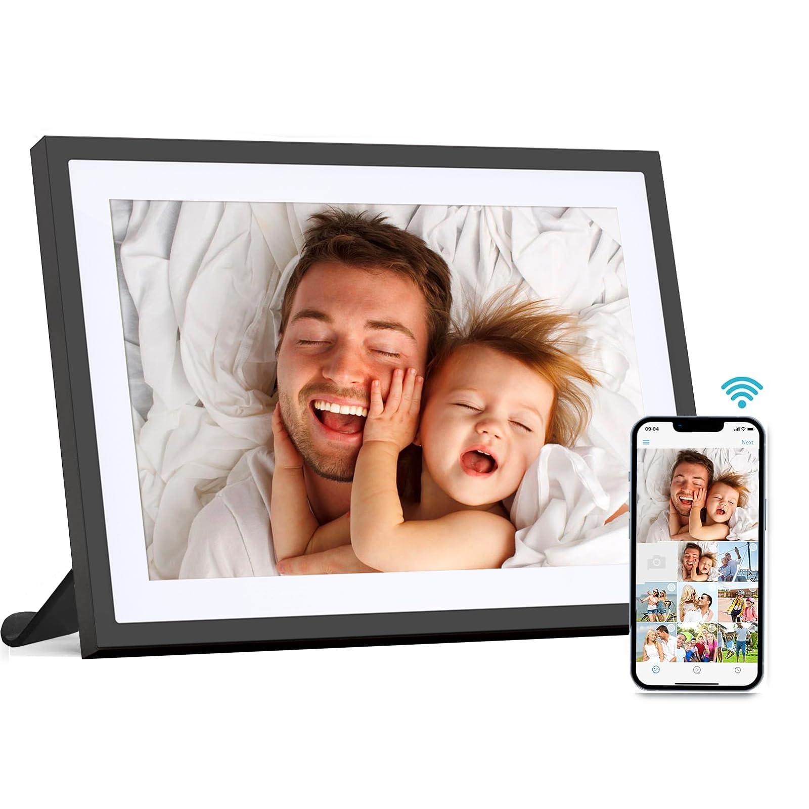 Apofial 16G Digital Picture Frame 10.1 Inch WiFi Digital Photo Frame,1280 * 800 HD IPS Touch Screen Smart Cloud Photo Frame, to Share Photos Or Videos Remotely Via APP Email