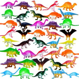 molida 64pcs mini dinosaur figures, assorted vinyl plastic dinosaur toys for birthday party supplies