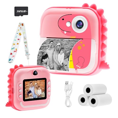 Mini Kids Digital Instant Print Camera with SD Card,Cheap Children’s Video Toddler Camera Toys Age 3-14,Birthday for 3 4 5 6 7 8 9 10 11 13 14 Year Old Girls Boys (Pink)