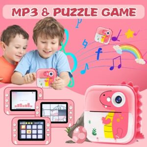 Mini Kids Digital Instant Print Camera with SD Card,Cheap Children’s Video Toddler Camera Toys Age 3-14,Birthday for 3 4 5 6 7 8 9 10 11 13 14 Year Old Girls Boys (Pink)