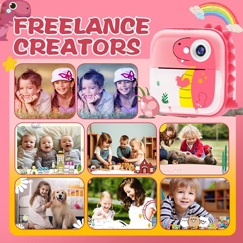 Mini Kids Digital Instant Print Camera with SD Card,Cheap Children’s Video Toddler Camera Toys Age 3-14,Birthday for 3 4 5 6 7 8 9 10 11 13 14 Year Old Girls Boys (Pink)