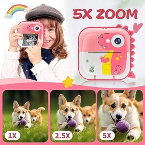 Mini Kids Digital Instant Print Camera with SD Card,Cheap Children’s Video Toddler Camera Toys Age 3-14,Birthday for 3 4 5 6 7 8 9 10 11 13 14 Year Old Girls Boys (Pink)