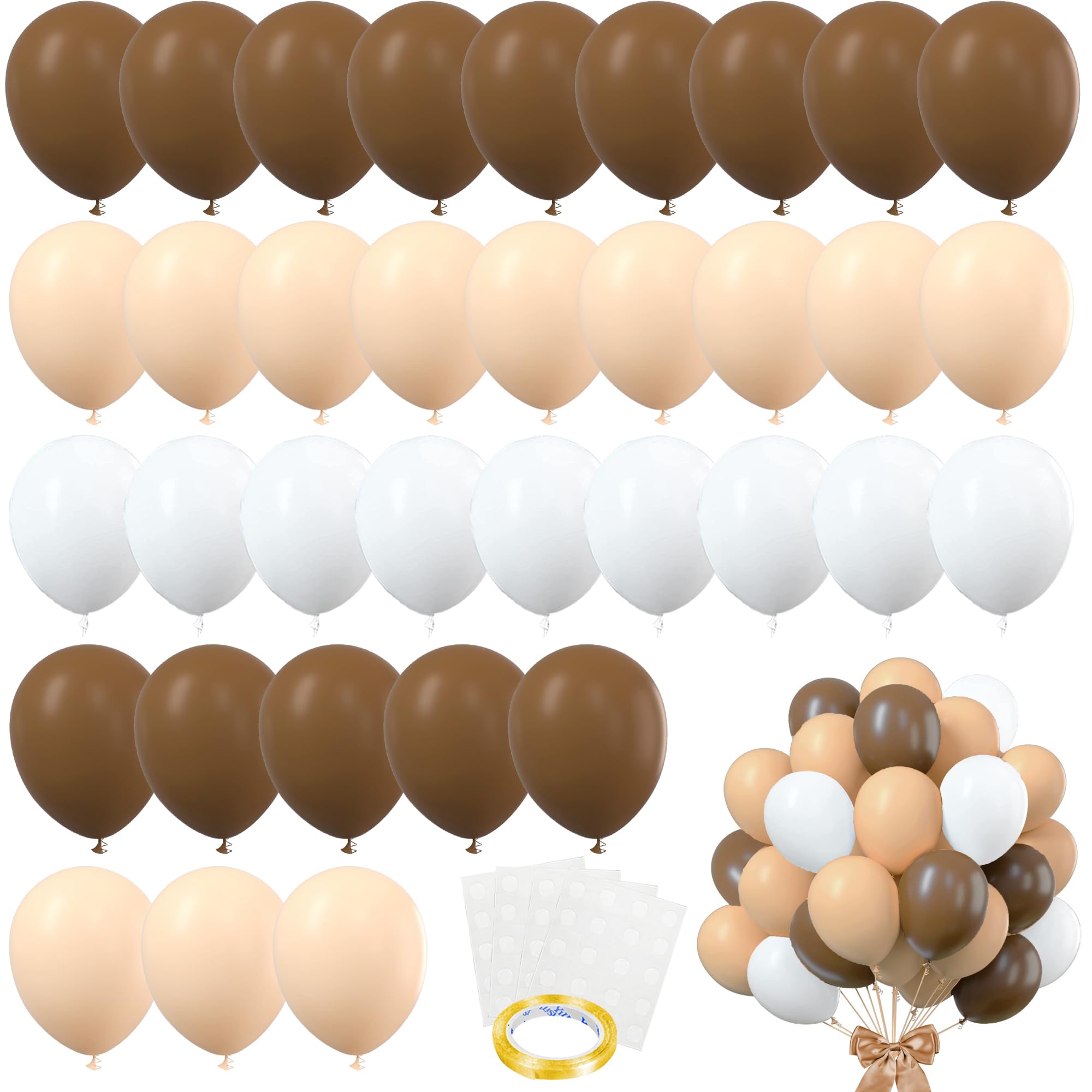 80 PCS Party Balloons Kit Latex 10 inch Brown Khaki Cream Balloons for Birthday Wedding Party Valentine's Day Decorations Baby Shower Bear Party Supplies (Style 5)