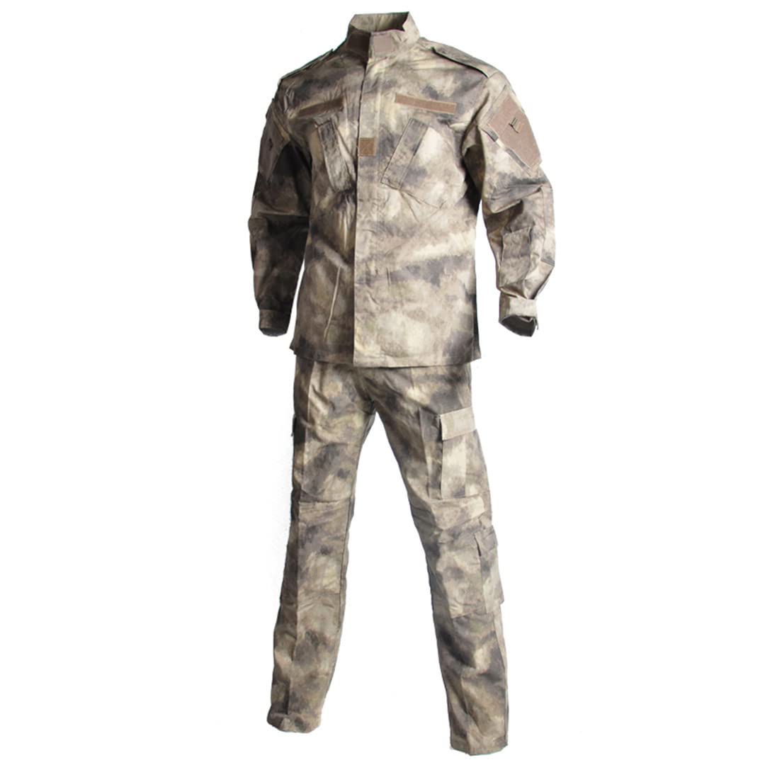 Men's Tactical Suit Army Uniform Camouflage SpeciaLces Soldier Training Combat Uniform Jacket And Pants Ruin Gray XS