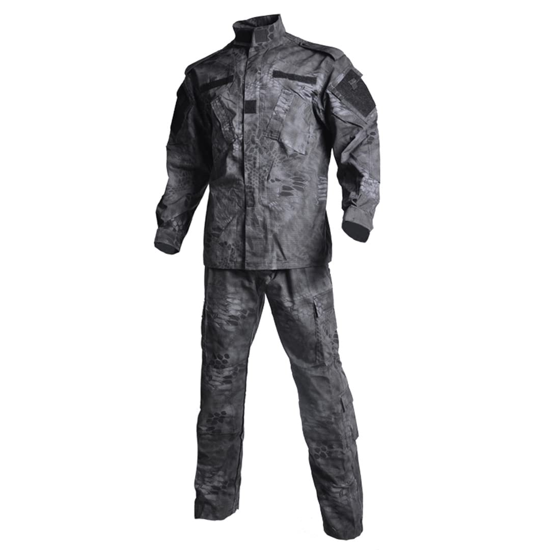 Men's Tactical Suit Army Uniform Camouflage SpeciaLces Soldier Training Combat Uniform Jacket And Pants Ruin Gray XS