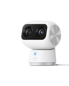 eufy security indoor cam s350, dual cameras, 4k uhd resolution security camera with 8× zoom and 360° ptz, human/pet ai, ideal for baby monitor/ /home security, dual-band wi-fi 6, plug in