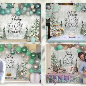 Avezano Baby It's Cold Outside Backdrop Winter Baby Shower Photo Background Props Winter Wonderland Party Decoration Winter Snowflakes Newborn Photo Photo Banner (Green, 7x5ft)