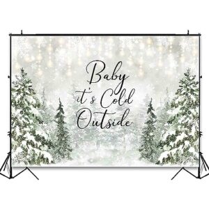 Avezano Baby It's Cold Outside Backdrop Winter Baby Shower Photo Background Props Winter Wonderland Party Decoration Winter Snowflakes Newborn Photo Photo Banner (Green, 7x5ft)