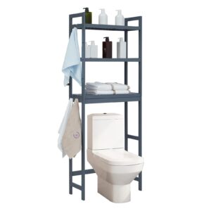 elepude over the toilet storage storage cabinet rack 3-tier bamboo bathroom organizer with adjustable shelves multifunctional storage rack space-saving,grey