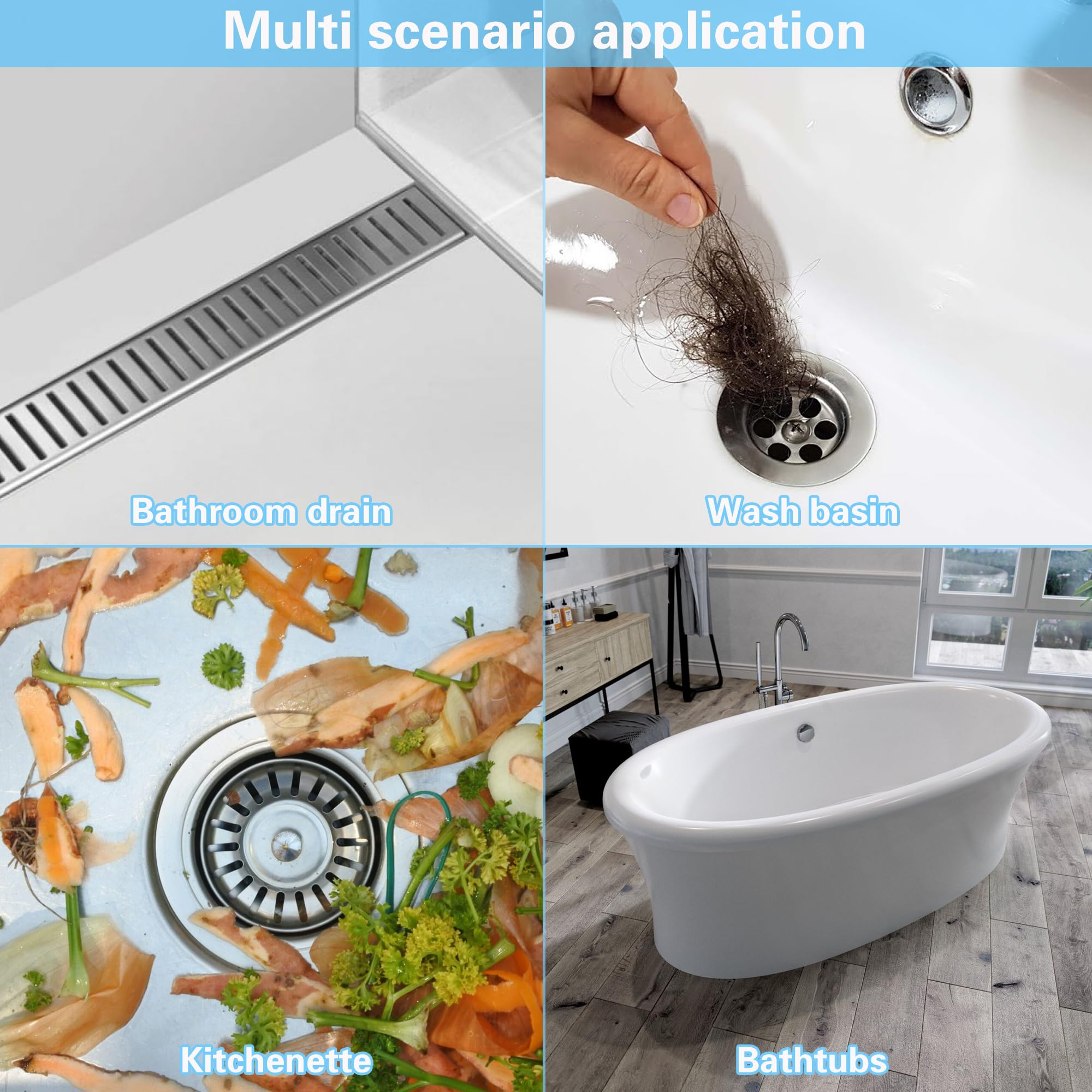 4.72in*13ft Widen Disposable Shower Drain Hair Catcher, Cutable Shower Drain Hair Catcher That Can be Cut to Fit Any Size, Easily Covering Round, Square, and Rectangular Floor Drains. (1, 4.72in*13ft)