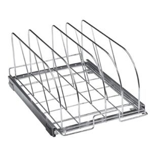 VEVOR Pan and Pot Rack, Expandable Pull Out Under Cabinet Organizer, Cookie Sheet Baking Pans tray Organization, Adjustable Wire Dividers, Steel Lid Holder for Kitchen Cabinet & Pantry Storage, 13.8"W