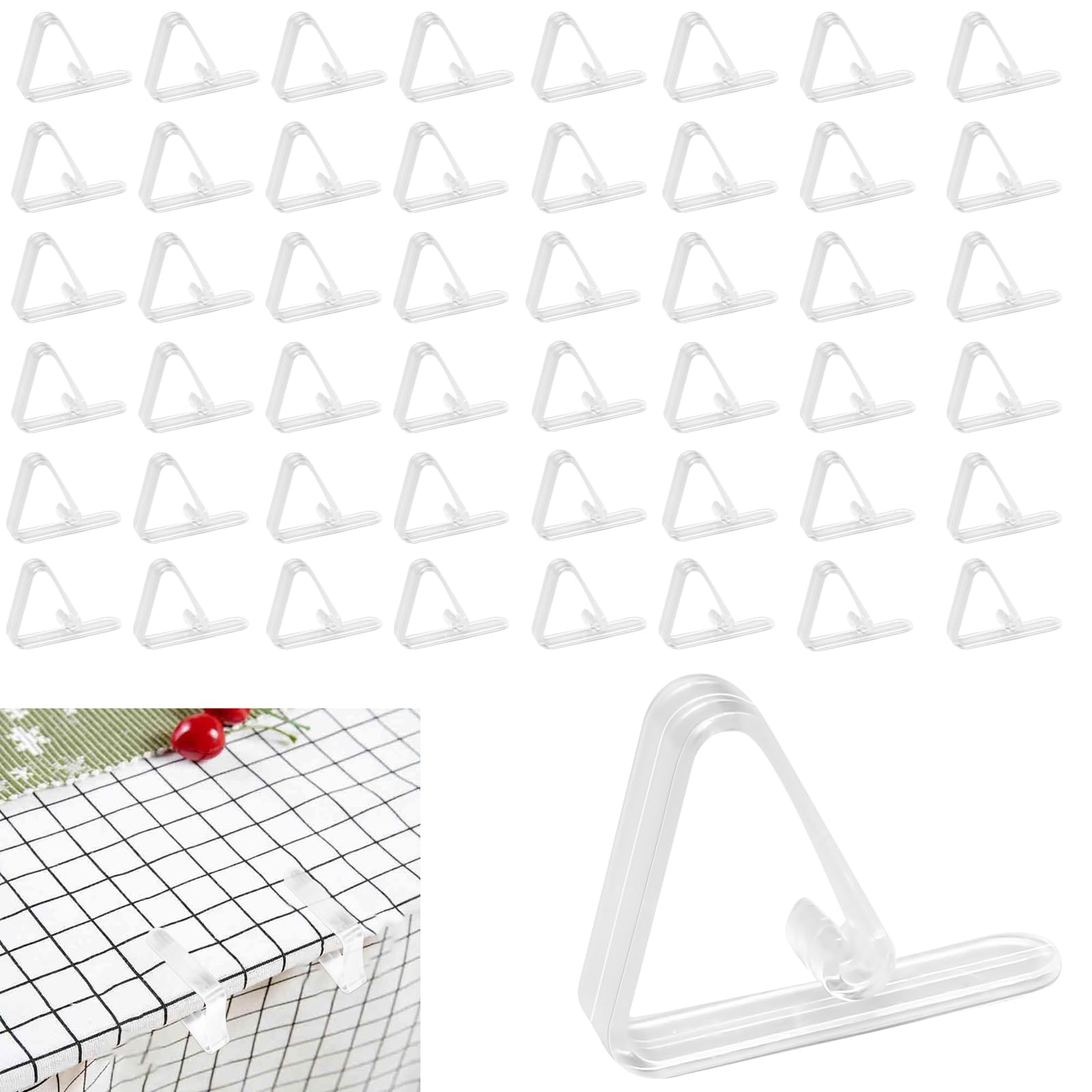 48 Pcs Table Cloth Holder Clips Plastic Tablecloth Clips for Outdoor Picnic Tables, Clear Picnic Table Clips for Tablecloth, Table Skirt Clip Table Cover Clips to Hold Down Tablecloth for Party Events