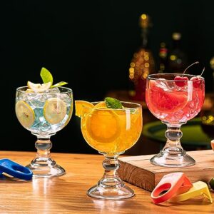 wookgreat Schooner Beer Glasses 21.5 Oz Set of 4, Extra Large Margarita Glass With 4 Color Clips, Shrimp Cocktail Glasses Goblet, Large Stemmed Glasses With Thick Bottom, Crystal Clear Bar Glassware