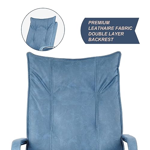 CLATINA Blue Executive Office Chair Set of 2,High Back Computer Desk Chair with Armrest Fabric Double Padded Cushion and Wheels,Adjustable Height Swivel Ergonomic Office Chair for Office Home