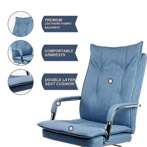 CLATINA Blue Executive Office Chair Set of 2,High Back Computer Desk Chair with Armrest Fabric Double Padded Cushion and Wheels,Adjustable Height Swivel Ergonomic Office Chair for Office Home