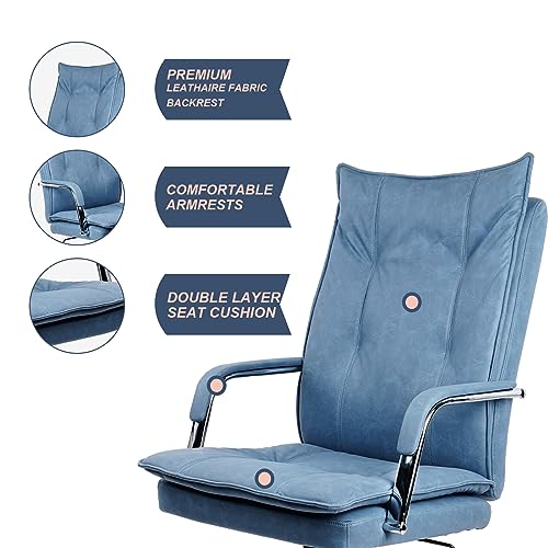 CLATINA Blue Executive Office Chair Set of 2,High Back Computer Desk Chair with Armrest Fabric Double Padded Cushion and Wheels,Adjustable Height Swivel Ergonomic Office Chair for Office Home