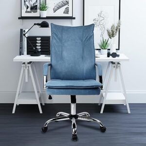 CLATINA Blue Executive Office Chair Set of 2,High Back Computer Desk Chair with Armrest Fabric Double Padded Cushion and Wheels,Adjustable Height Swivel Ergonomic Office Chair for Office Home