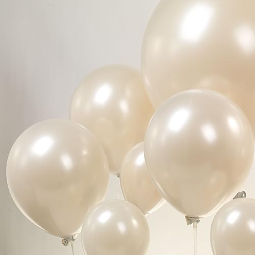 Kozee Pearl white Double-Stuffed Balloons different sizes 63pcs18/10/5 inch 2layer pearl white sand balloon Garland kit For bridge to be Wedding women Birthday baby shower anniversary decorations