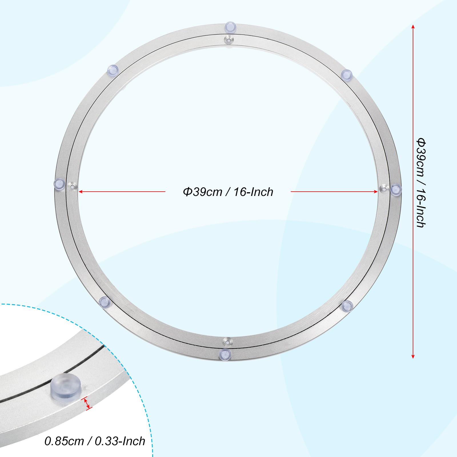 uxcell Aluminium Lazy Susan Turntable Bearing, 16 inch Round Rotating Bearing Turntable Base for Kitchen Dining Table（Base Only）