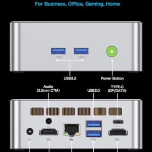 GMKtec Mini PC Intel i5-12450H(Turbo 4.4 GHz) 32GB DDR4 1TB M.2 NVMe SSD, Windows 11 Pro Mini Computers, USB 3.2, Type-C/WiFi 6, BT5.2, RJ45 2.5G/ 4K Triple Display Desktop PC