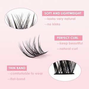 DIY Lash Extension Kit 120 Pcs Individual Lashes with Lash Bond and Seal Applicator Eyelash Extension Kit Wide Stem Cluster Lashes Reusable Cluster Eyelash Extensions 10-16mm C D Curl - V28