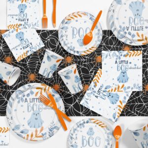 APOWBLS Halloween Baby Shower Decorations Tableware - A Little Boo Is Almost Due Baby Shower Decorations, Plates, Cups, Napkins, Tablecloth, Cutlery, Halloween Baby Shower Party Supplies | Serve 24