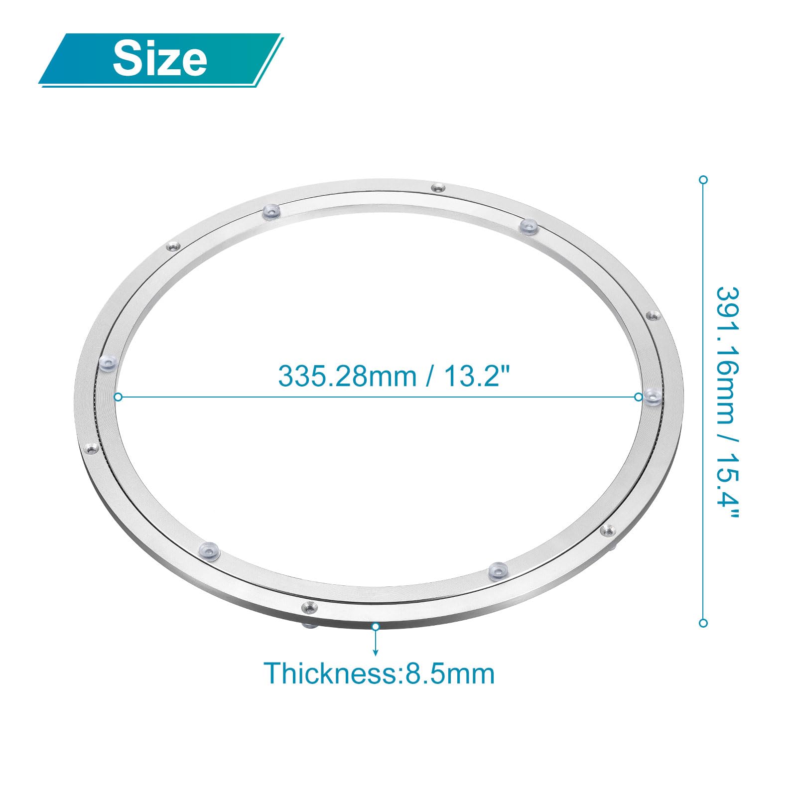 MECCANIXITY Aluminum Lazy Susan 16 Inch Turntable Ring Large Bearing Metal Rotating Turntable Bearings Swivel Plate Hardware for Round Dining-Table Showcase Display Stand Services Silver