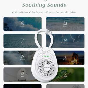 FOXFINE White Noise Machine, Portable Sound Machine with 30 Soothing Sounds, Travel Sound Machine for Sleep with Timer Child Lock, Noise Canceling for Home Office Privacy, Ideal for Baby Kids Adults