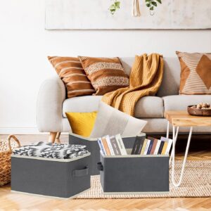 LHZK Small Storage Baskets for Shelves 6 Pack, Collapsible Fabric Storage Bins for Shelves, Closet Storage Bins with Handles, Storage Baskets for Organizing Home (Grey, 11.4"x8.7"x6.7")