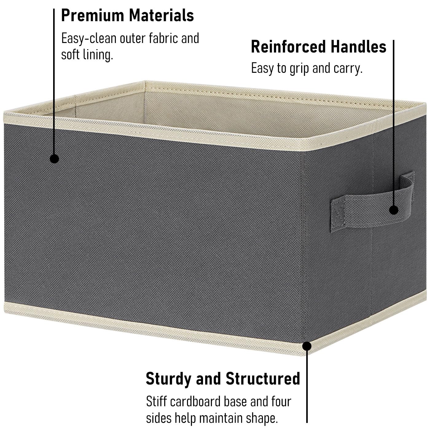 LHZK Small Storage Baskets for Shelves 6 Pack, Collapsible Fabric Storage Bins for Shelves, Closet Storage Bins with Handles, Storage Baskets for Organizing Home (Grey, 11.4"x8.7"x6.7")